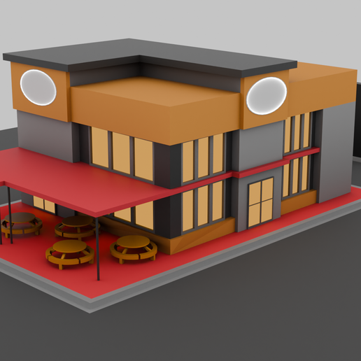 Archivo 3D gratis Restaurant Low-poly 3D Model 🍹 ・Modelo de impresión ...