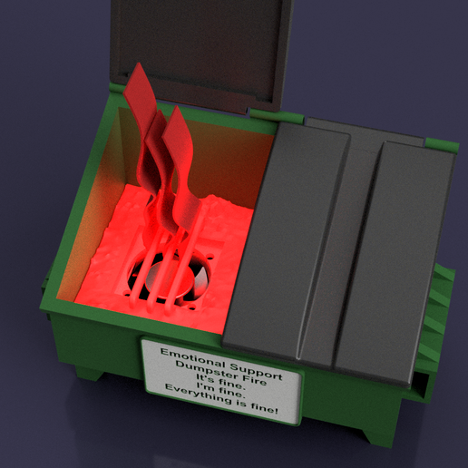 🔥 emotional support dumpster fire・ STL File for 3D printing・Cults