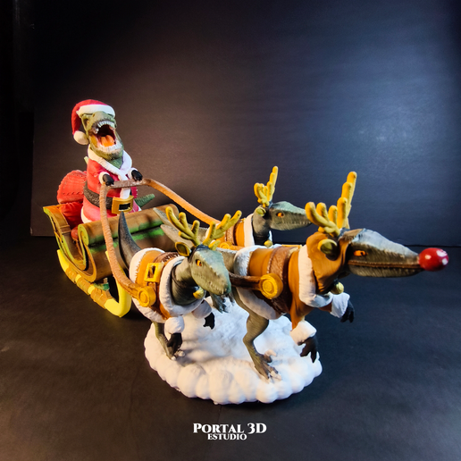 🦖 T-REX SANTA DIORAMA・ STL File for 3D printing・Cults
