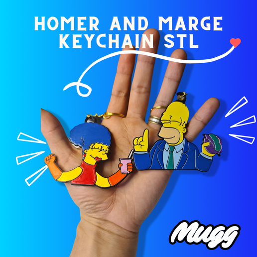 💃 Homer and Marge Eating and Dancing in the Car Key Chain・Archivo STL ...