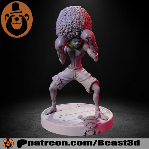 🎨 Luffy Afro - One Piece・Archivo 3D para Impresión 3D・Cults