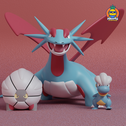 🐉 Pokemon - Bagon, Shelgon and Salamence・ STL File for 3D printing・Cults