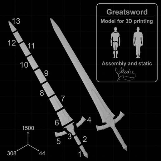 🗡️ Abyss Watchers Farron Greatsword・ STL File for 3D printing・Cults