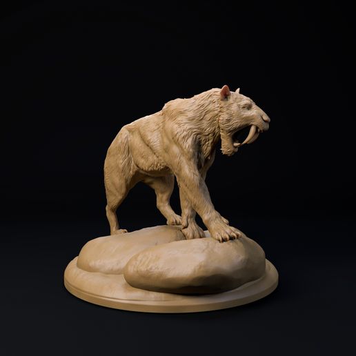 3D file Smilodon 32mm scale pre-supported prehistoric animal 🐱 ・3D ...