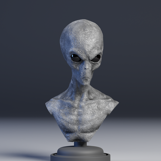 👽 Grey Alien Bust STL - 3D Printable Model (Sci-Fi Extraterrestrial ...