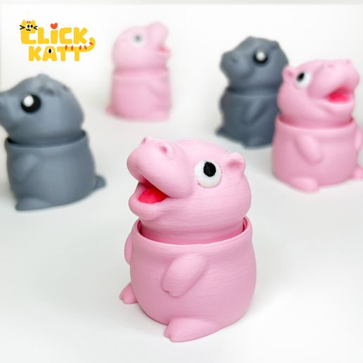 🦛 Hippo Moo Deng - Clicker Fidget Toy Keychain・ STL File for 3D ...