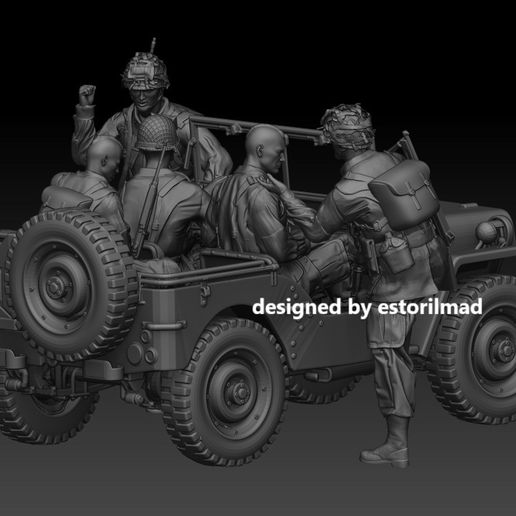 🫡 WW2 PACK 5 AMERICAN PARATROOPER 101 + JEEP WILLY・ STL File for 3D ...