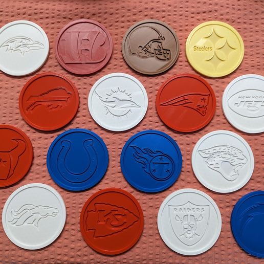 🏈 AFC Football Conference NFL Teams Coasters w/holder・ STL File for 3D ...