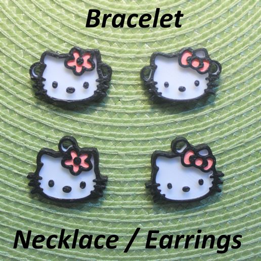 👋 4 Hello Kitty Necklaces, Bracelets, Earrings, Jewelry・ STL File for ...