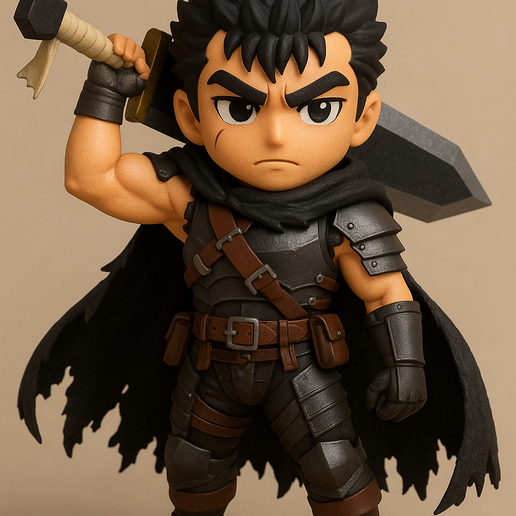 👾 Chibi Guts – Berserk Black Swordsman Figure・Free STL File for 3D ...