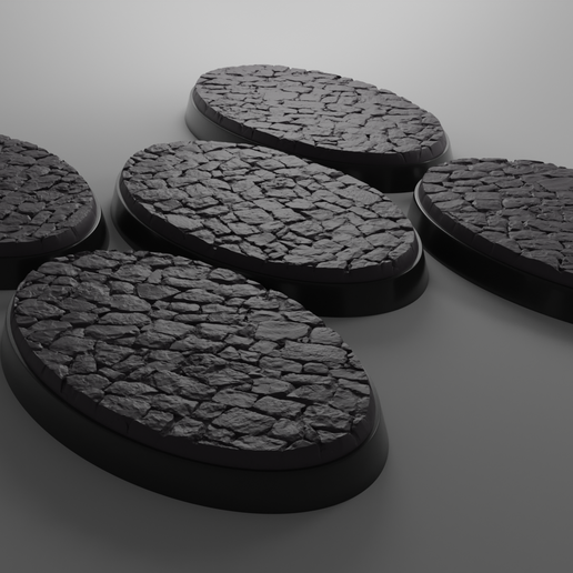 STL file 5x 60x35mm base with cobblestone ground v2 🔨 ・Model to ...