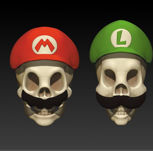 💀 mario bros skulls・ STL File for ・Cults