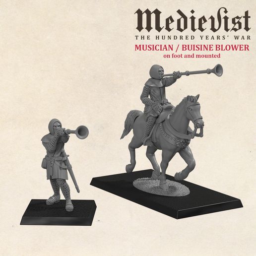 3D file Medieval muscians with horn, olifant and buisine, mid 14th ...