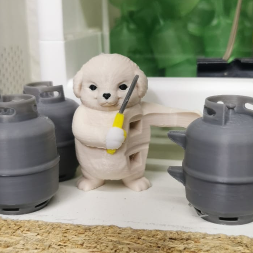 3MF file Doggy gas tank meme 🪖 ・3D print object to download・Cults
