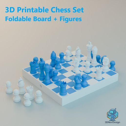 ♟️ 3D Printable Foldable Chess Set・ 3MF File for 3D printing・Cults