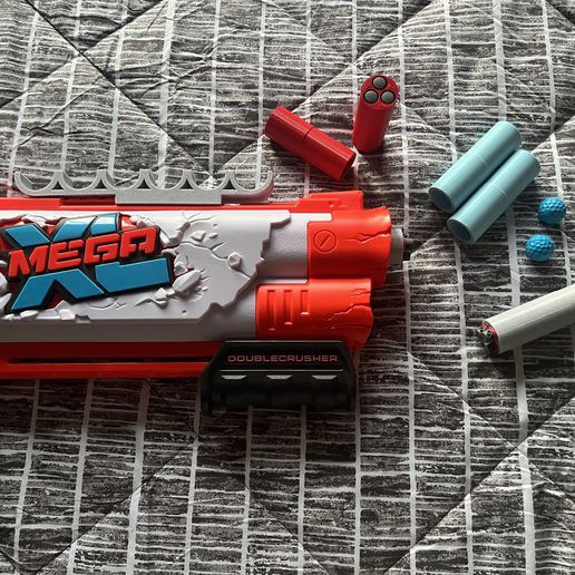 🐚 Nerf Mega XL Double Crusher self ejecting shotgun shells, half darts & rival rounds・ STL File ...