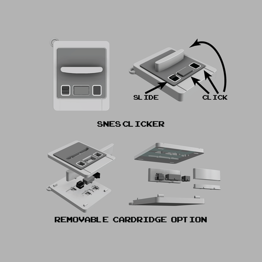 STL file Retro SNES Console Clicker inc Keyring 🗝️ (3MF)・3D printing ...