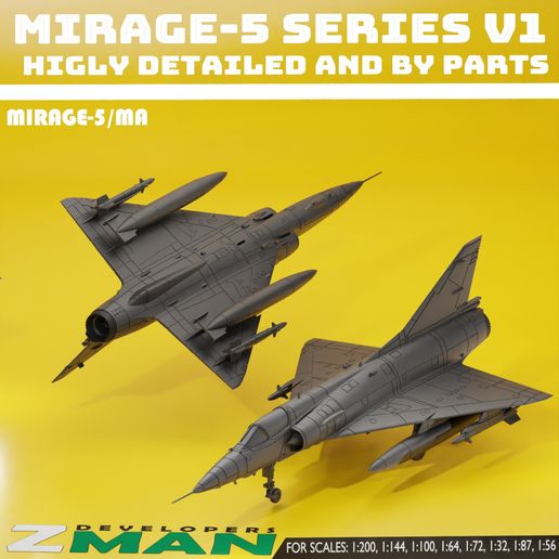 STL file Dassault Mirage 5MA (4 IN 1) V14 ️ ・3D printer design to ...