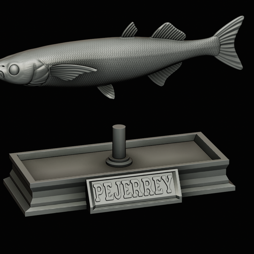 🐠 fish pejerrey / Odontesthes bonariensis statue stone base detailed ...