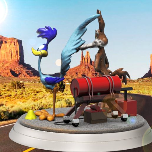 👾 Willy Coyote & Road Runner・ STL File for 3D printing・Cults