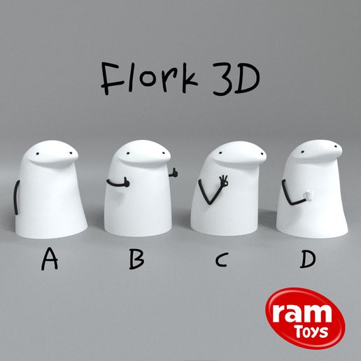 🧸 MEME FLORK 3D - 4 modelos // brazos intercambiables・Archivo STL para ...