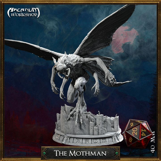 👹 The MothMan (50mm)・ 3D File for 3D printing・Cults