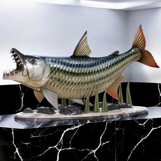 🐠 fish tigerfish / Hydrocynus goliath in motion natural base detailed ...