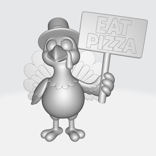 🦃 Funny Thanksgiving Turkey Holding Sign 3D Model – Cartoon Turkey ...