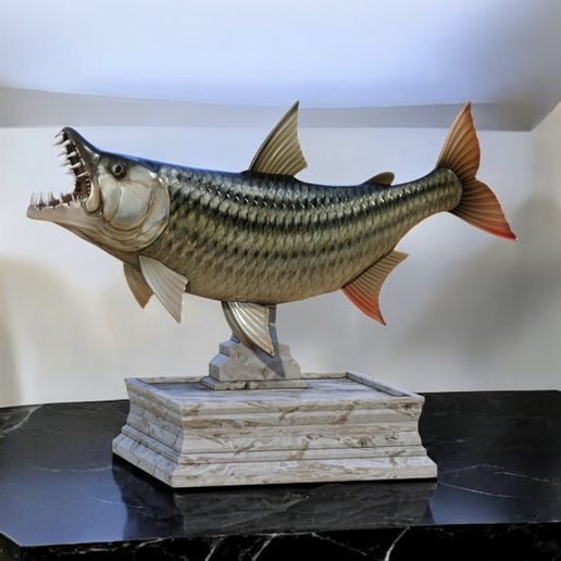 🐠 fish tigerfish / Hydrocynus goliath 2 trophy with storage space for ...