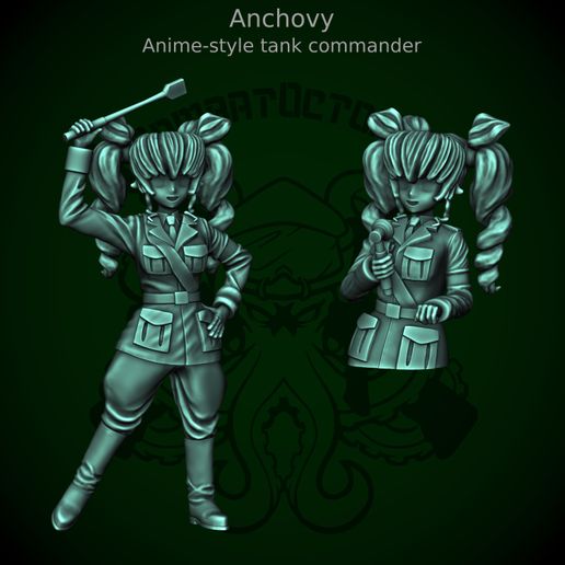 🪖 Anchovy - anime tank commander・ 3D File for 3D printing・Cults