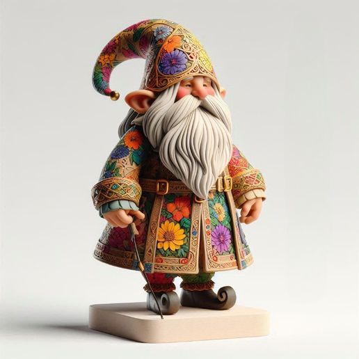 🧚 1041 Fairy Tale Gnome - Color Full-Body Figurine on Base, magic ...