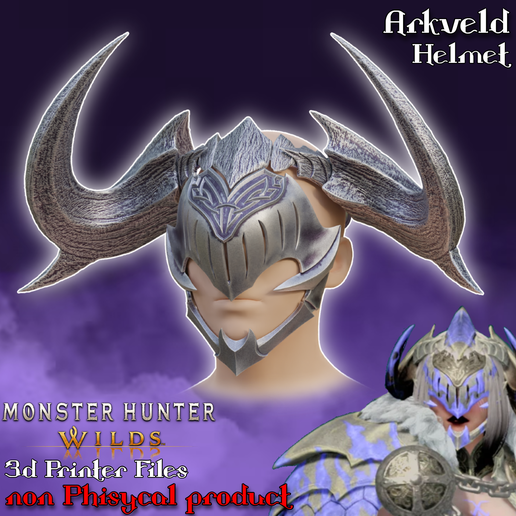 🪖 Arkveld Cosplay Helmet Monster Hunter Wilds・ 3D File for 3D printing ...