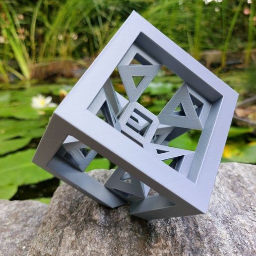 📐 Tesseract cube decoration・Free 3D File for ・Cults