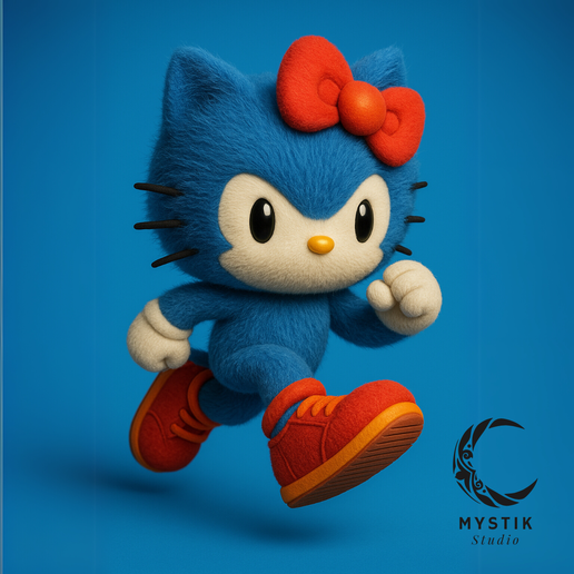 👋 Hello Kitty x Sonic - Crossover 3D Figure・ STL File for 3D printing・Cults