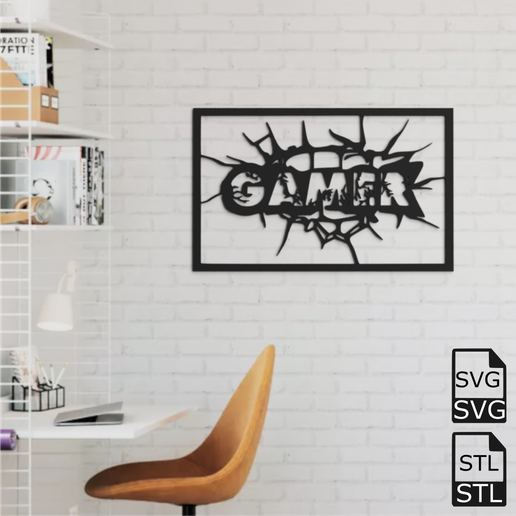 STL file Gamer 2D Wall Art STL SVG 🎨 (SVG)・3D printer design to ...