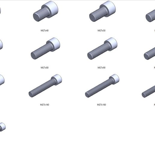 🔩 M27 screws DIN 912 VG + M27 nut DIN934 Nut Screw・ STL File for 3D ...