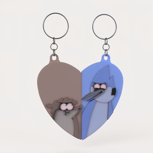 🔑 Regular Show Mordecai and Rigby Matching Keychains・ 3MF File for 3D ...