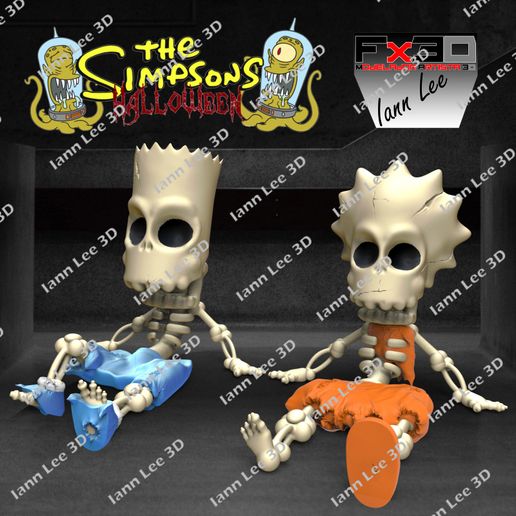 🎃 Bart and Lisa Bones The Simpsons Halloween Bones skeleton Bones skull ...