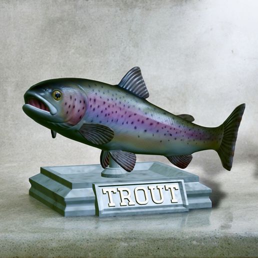 🐠 fish rainbow trout / Oncorhynchus mykiss trophy statue detailed texture for 3d printing・ STL ...