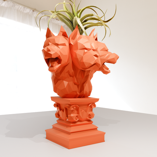 arquivo STL Cerberus dog bust planter pot flower vase low poly stl 🐕 ...