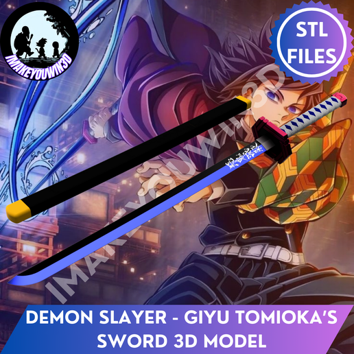 🗡️ Demon Slayer - Giyu Tomioka Nichirin Sword Cosplay 3D Model・ STL ...