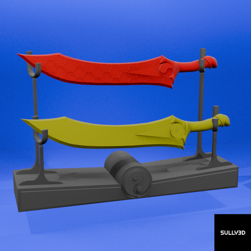 3D file Kanshou and Bakuya Miniature Model Sword and Stand | Fate Stay ...