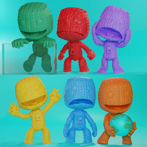 🪐 Pack 6 poses Sackboy・ STL File for 3D printing・Cults