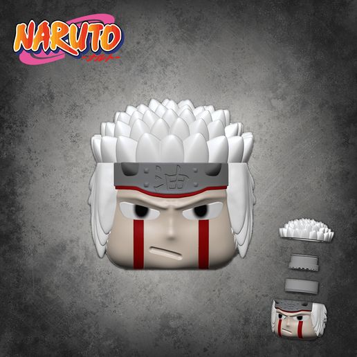 👽 JIRAIYA (NARUTO) Grinder - 4 Parts・ 3MF File for 3D printing・Cults