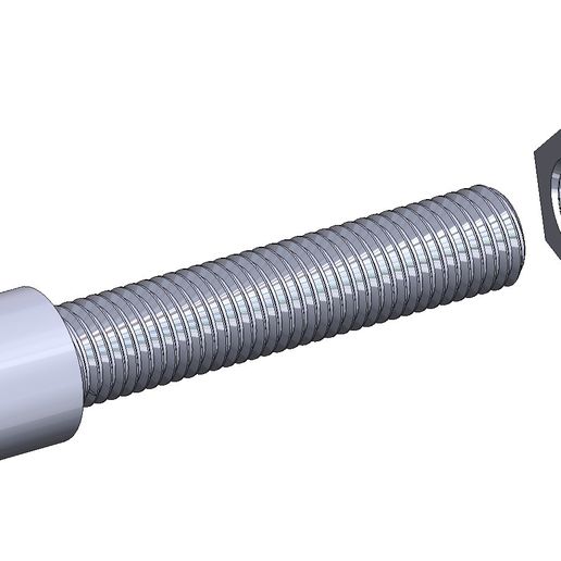 🔩 M27 x 180mm bolt DIN 912 VG + M27 nut DIN934 Nut Screw・ STL File for ...