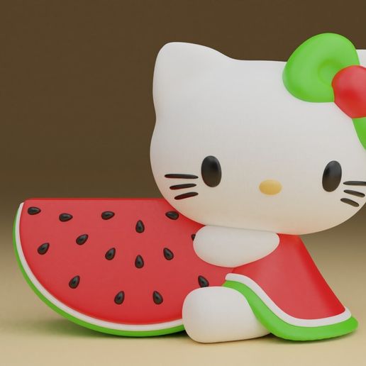 👋 Hello kitty and watermelon・ STL File for 3D printing・Cults