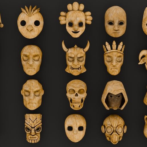 🪵 Wooden Tribal & Fantasy Mask Pack | 3D Printable Masks | STL Files ...