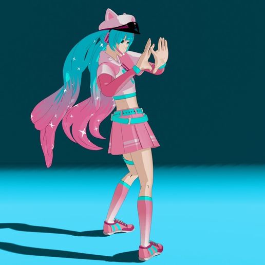 👾 Neko Hatsune Miku low poly・ STL File for 3D printing・Cults