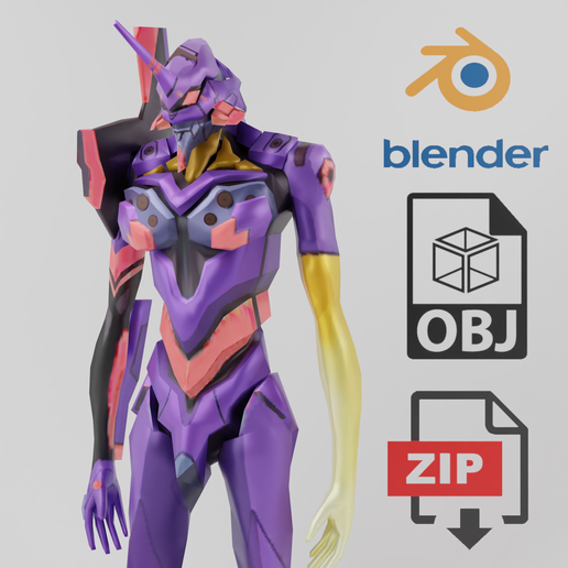 🎲 Evangelion EVA Unit 01 Rebuild Textured Lowpoly・ OBJ File for ・Cults