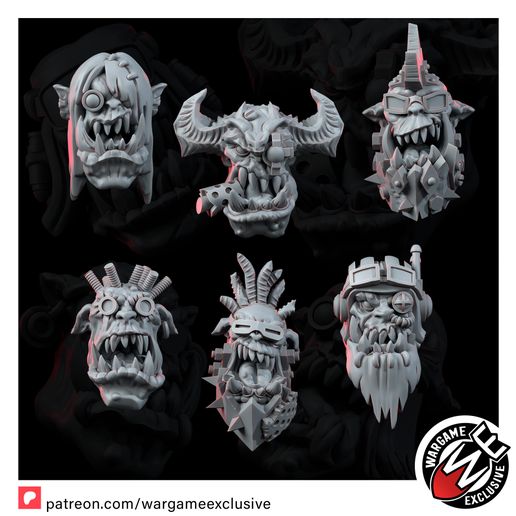 🎲 ORK HEADS SET・ 3D File for 3D printing・Cults